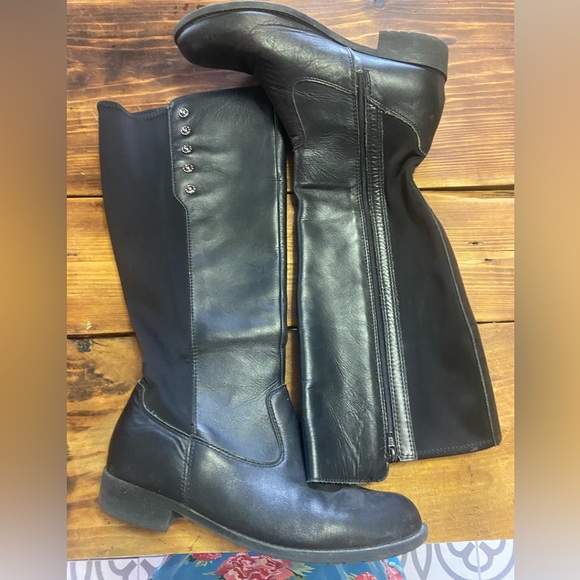 prophet | Shoes | Prophet West Pull On Black Leather Knee High Boots 9 ...